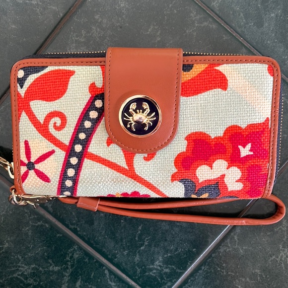 Spartina 449 | Bags | Spartina 449 Linen Floral Wristlet Wallet Clutch ...